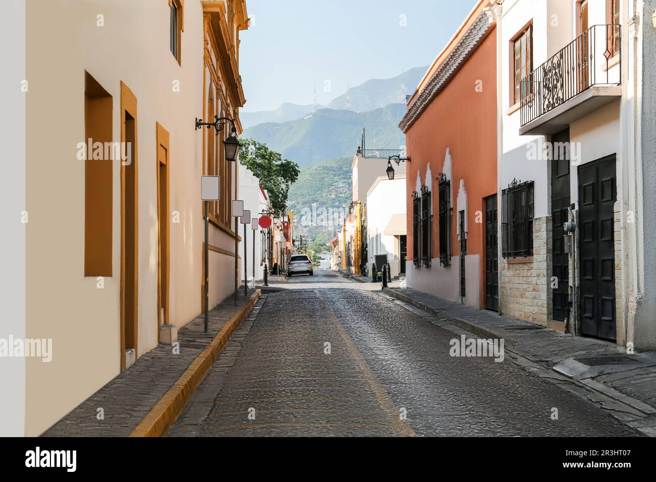 Beautiful view of city street with elegant architecture Stock Photo - Alamy