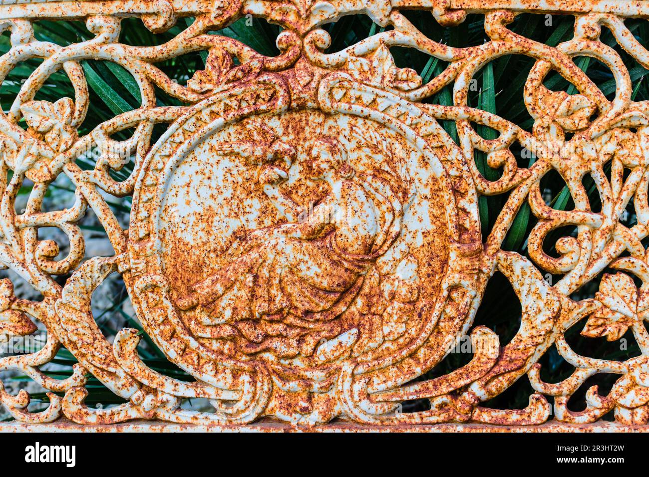 Garden rusty bench Stock Photo - Alamy