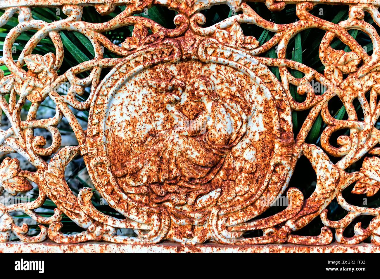 Garden rusty bench Stock Photo - Alamy