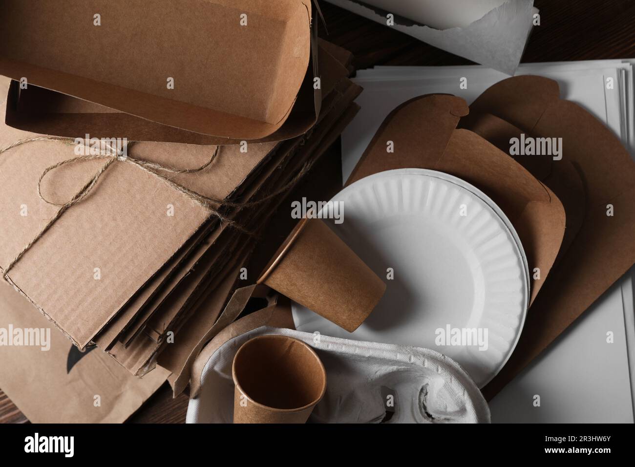 Heap of waste paper on table, top view Stock Photo - Alamy