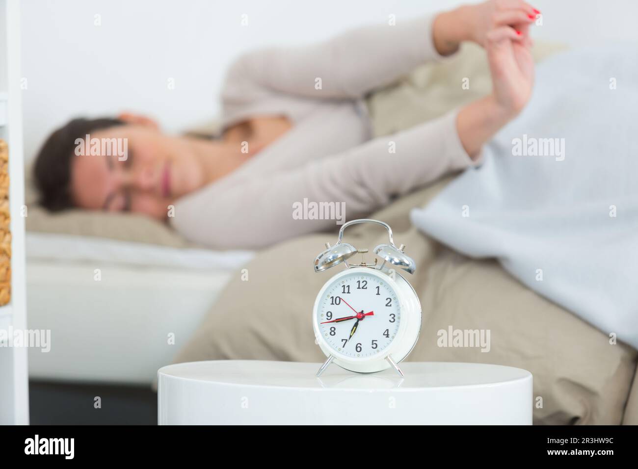 beautiful young girl waking up after a night sleep Stock Photo - Alamy