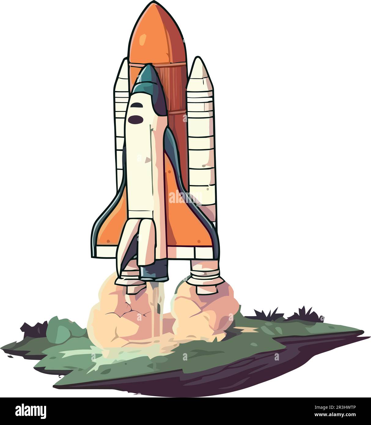 Flying spaceship symbolizes progress in space exploration Stock Vector ...