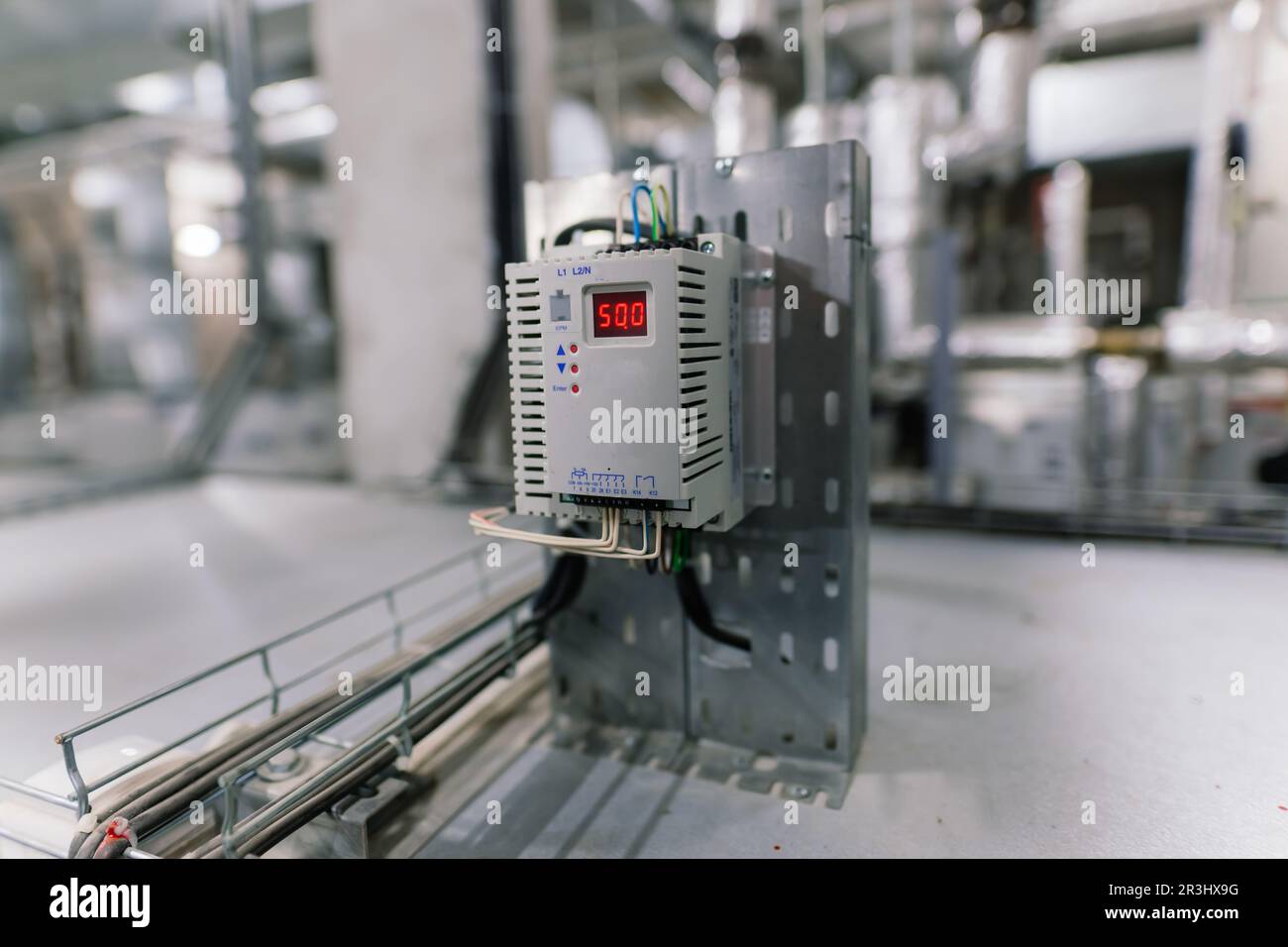 Pressure sensor in an industrial boiler room. Barometer in the heating ...