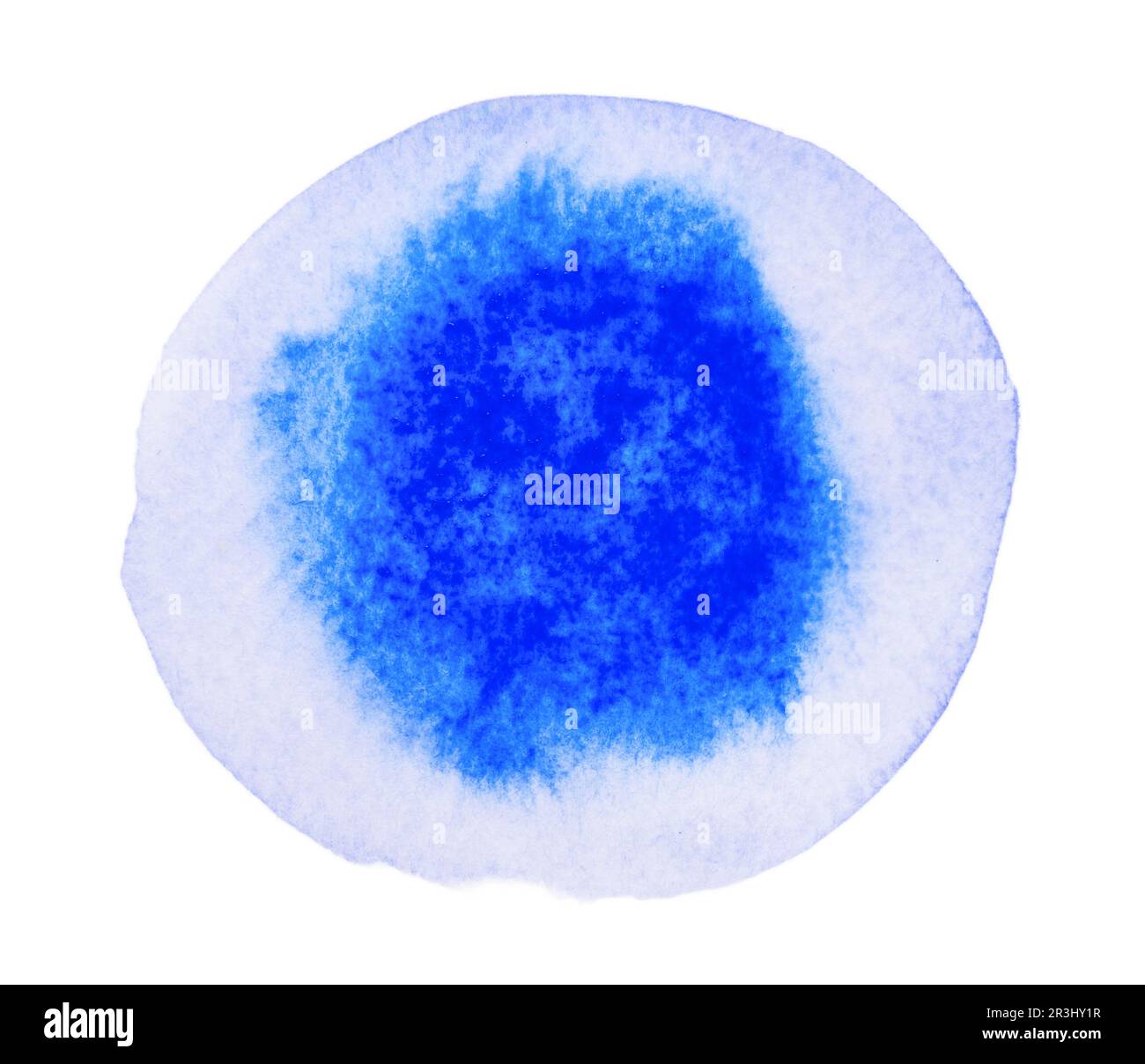 Blot of blue watercolor paint isolated on white, top view Stock Photo ...