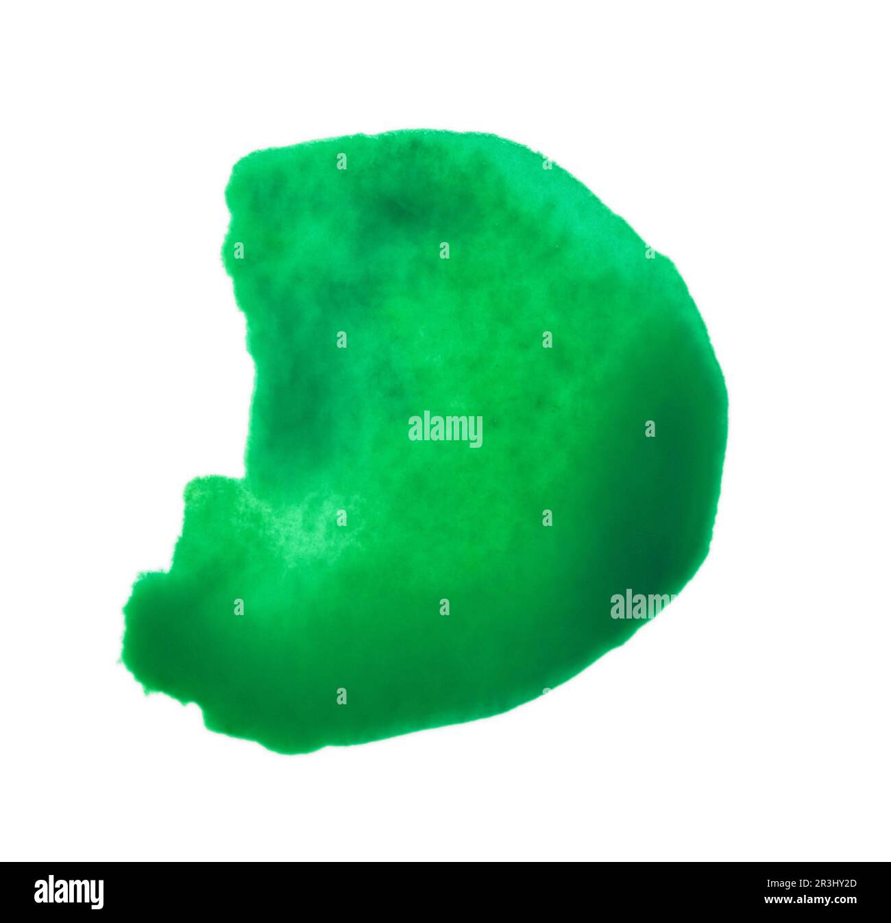 Blot of green watercolor paint isolated on white, top view Stock Photo ...