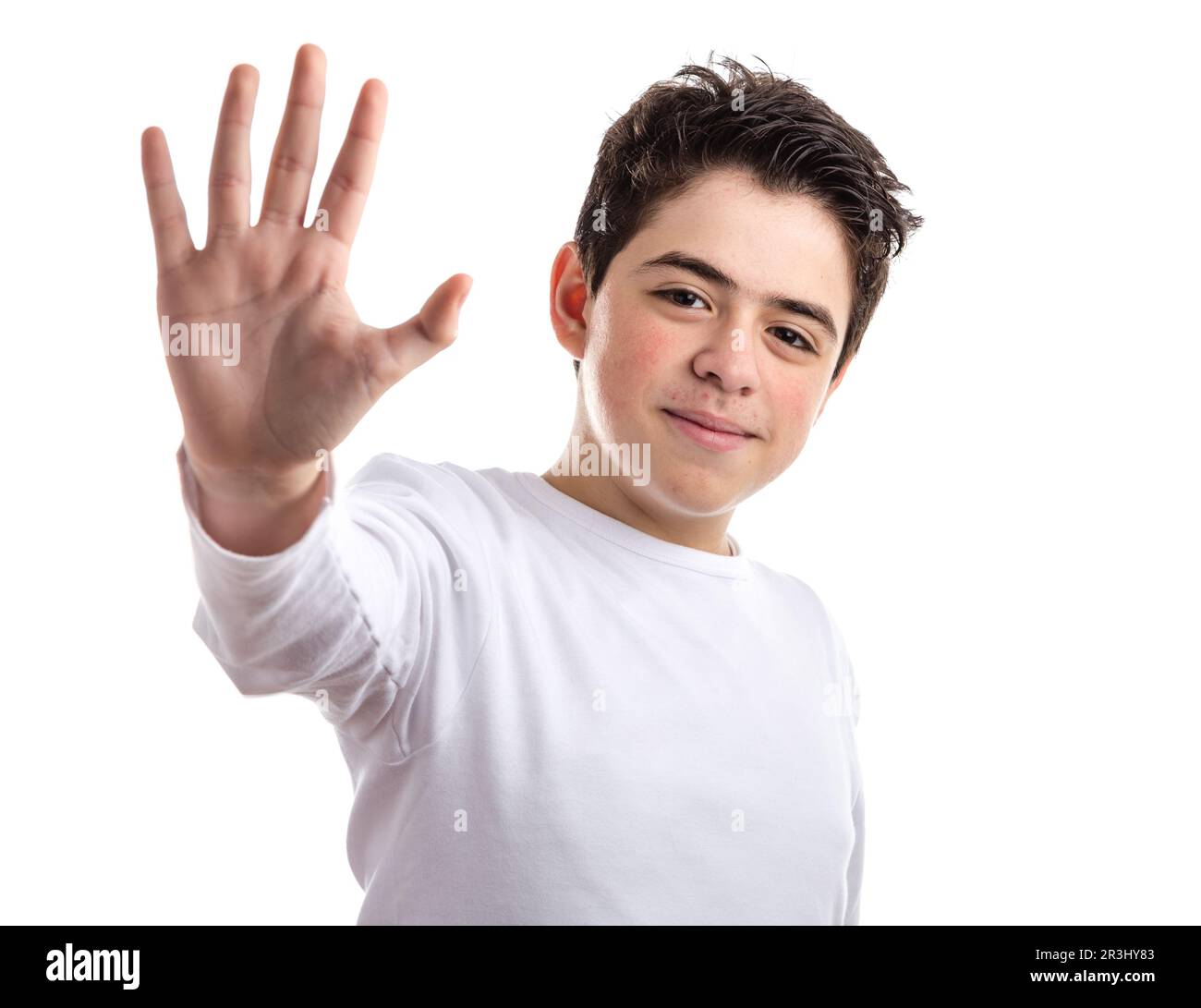 High five gesture by Hispanic teen with acne skin Stock Photo - Alamy