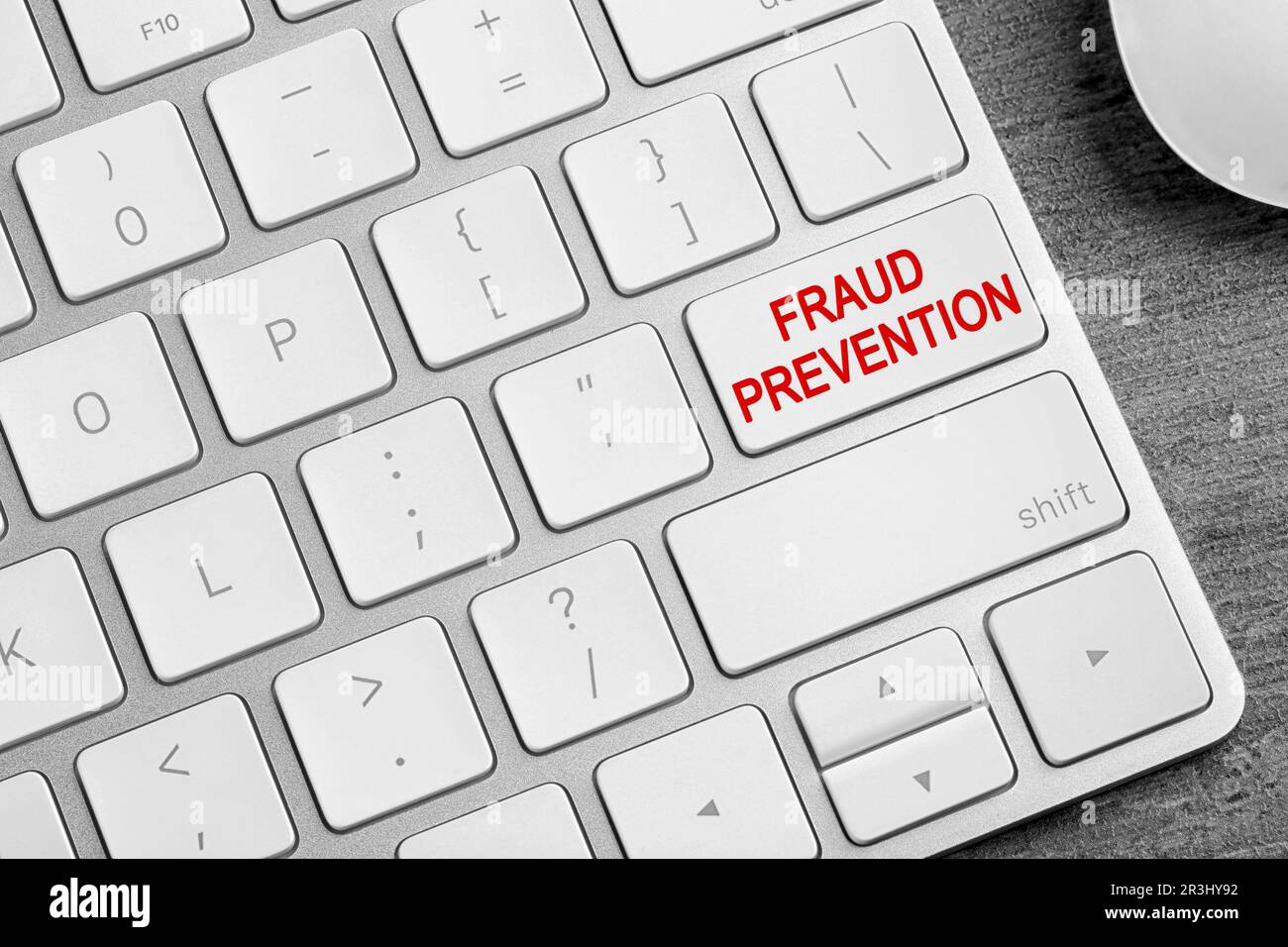 Button with phrase Fraud Prevention on computer keyboard, top view ...