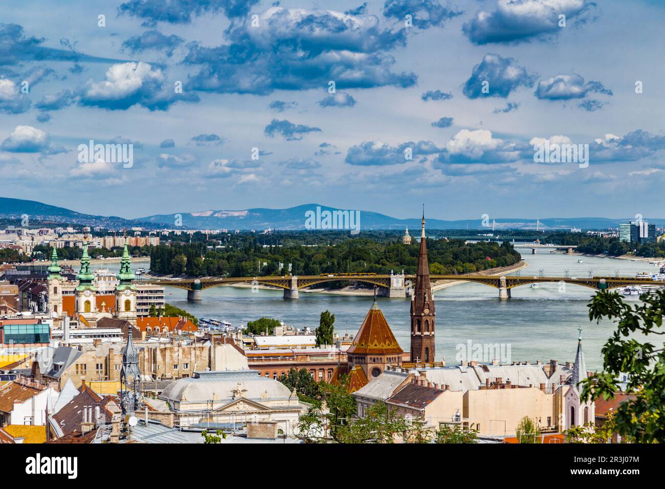 Margaret Bridge and ancient buildings in Budapest Stock Photo - Alamy