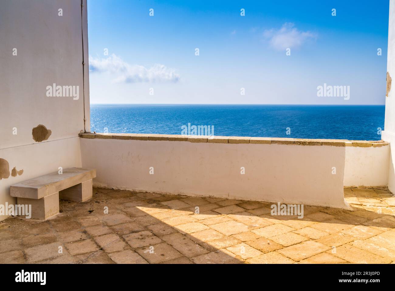 Stone bench on steep cliffs Stock Photo - Alamy