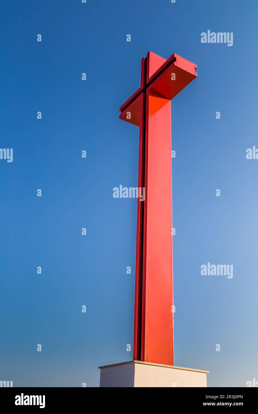Red and black steel crucifix Stock Photo - Alamy