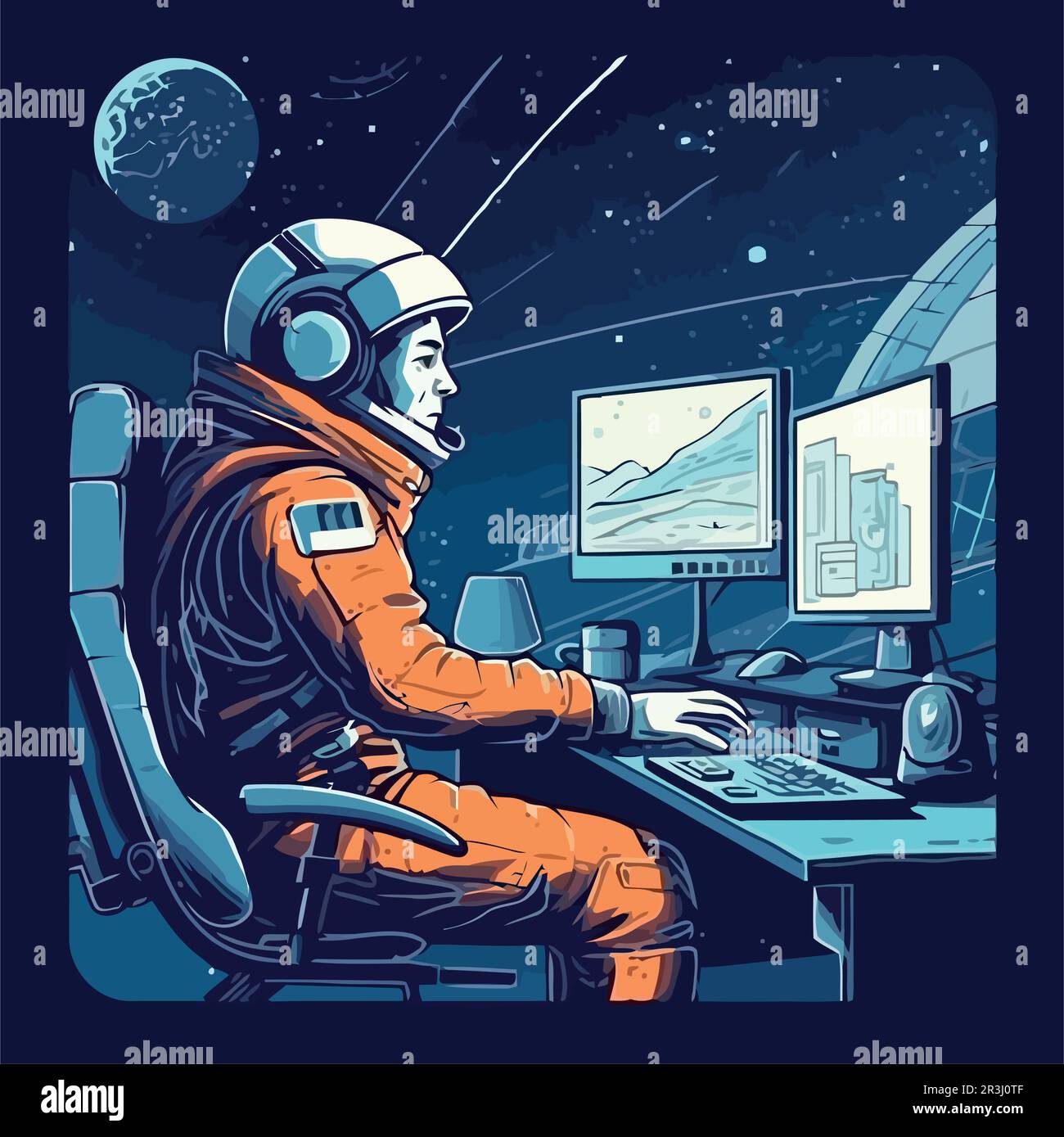 astronaut with space suit in spaceship Stock Vector Image & Art - Alamy