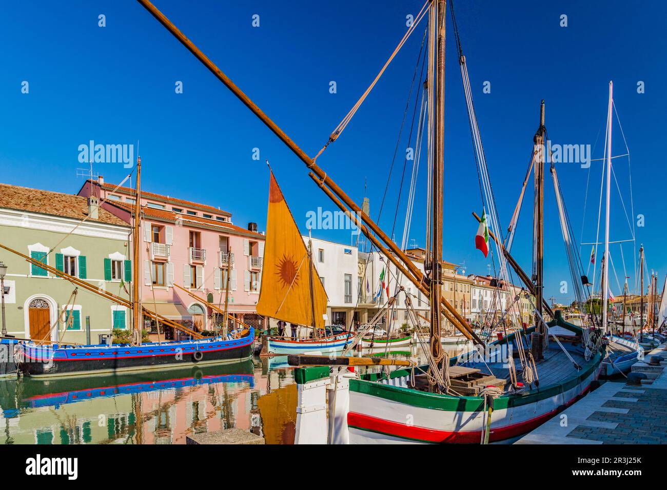 Boats on Italian Canal Port Stock Photo - Alamy