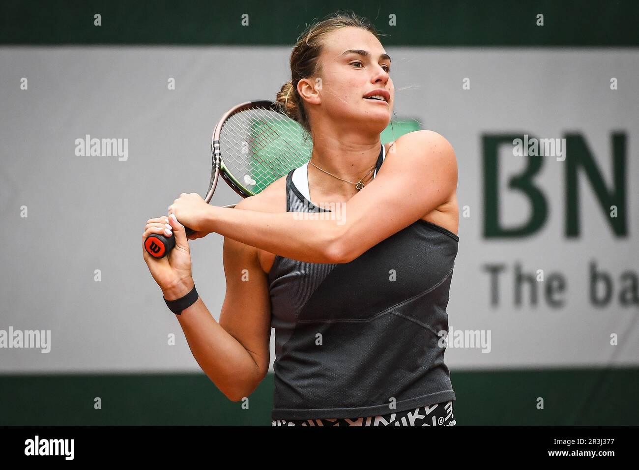 Aryna SABALENKA of Belarus during a training session of Roland-Garros ...