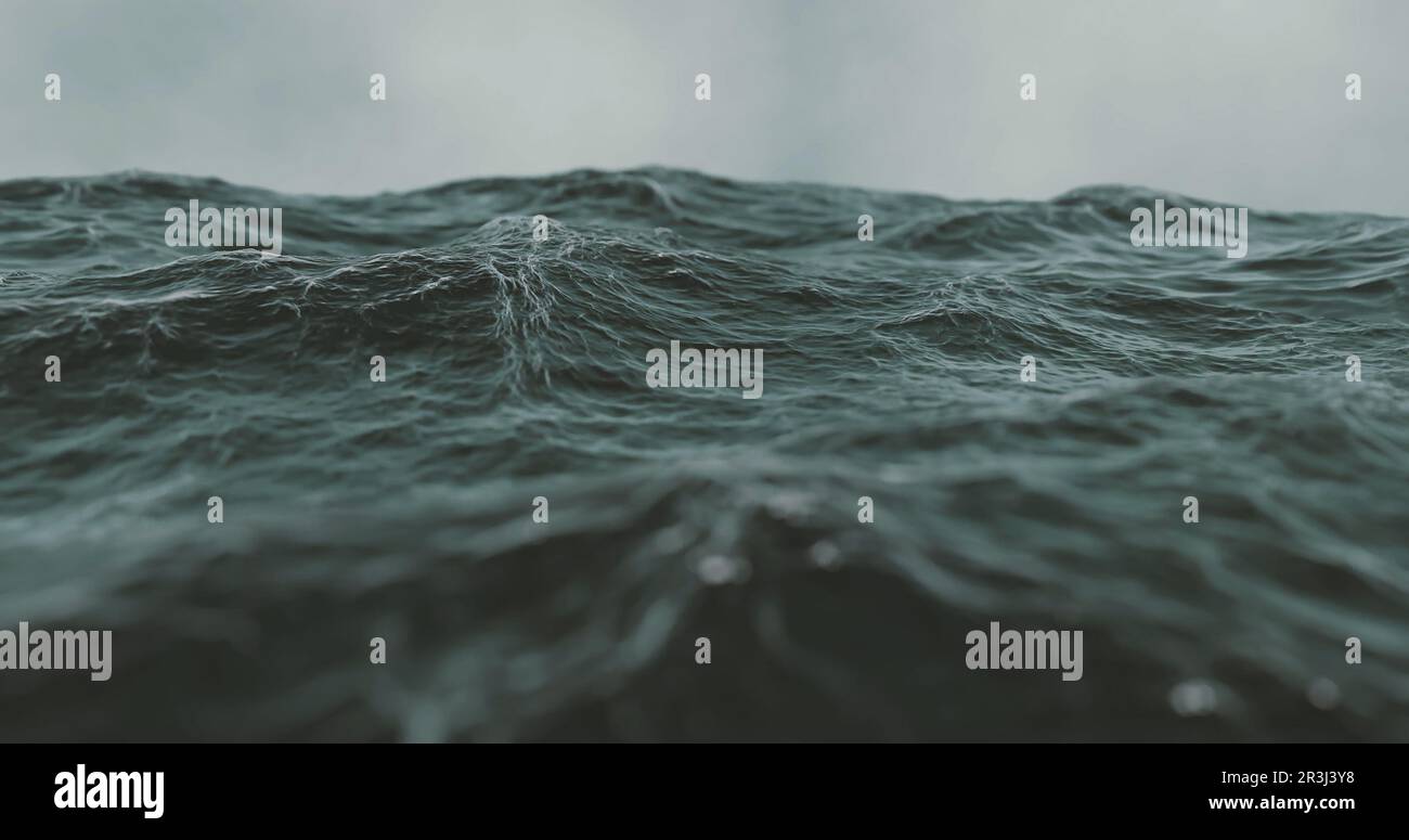 3d render of choppy rough sea with waves in storm water Stock Photo - Alamy