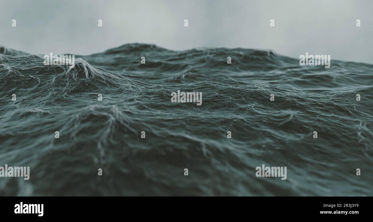 3d render of choppy rough sea with waves in storm water Stock Photo - Alamy