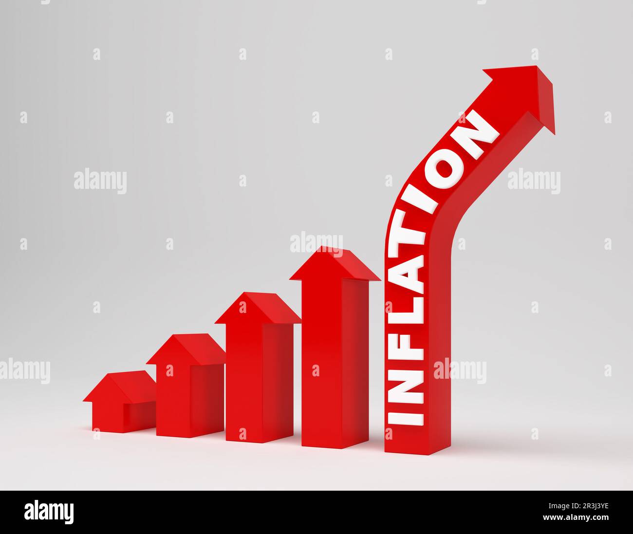 Shopping cart with increasing inflation - 3D illustration Stock Photo ...