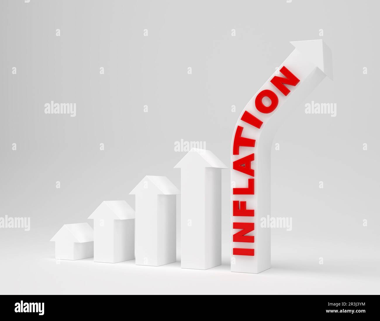 Shopping cart with increasing inflation - 3D illustration Stock Photo ...