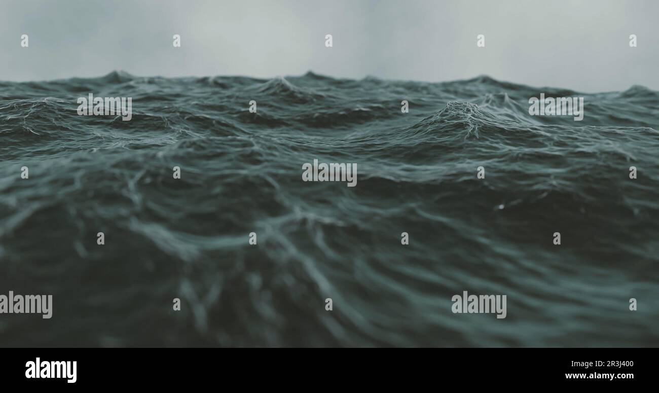 3d render of choppy rough sea with waves in storm water Stock Photo - Alamy
