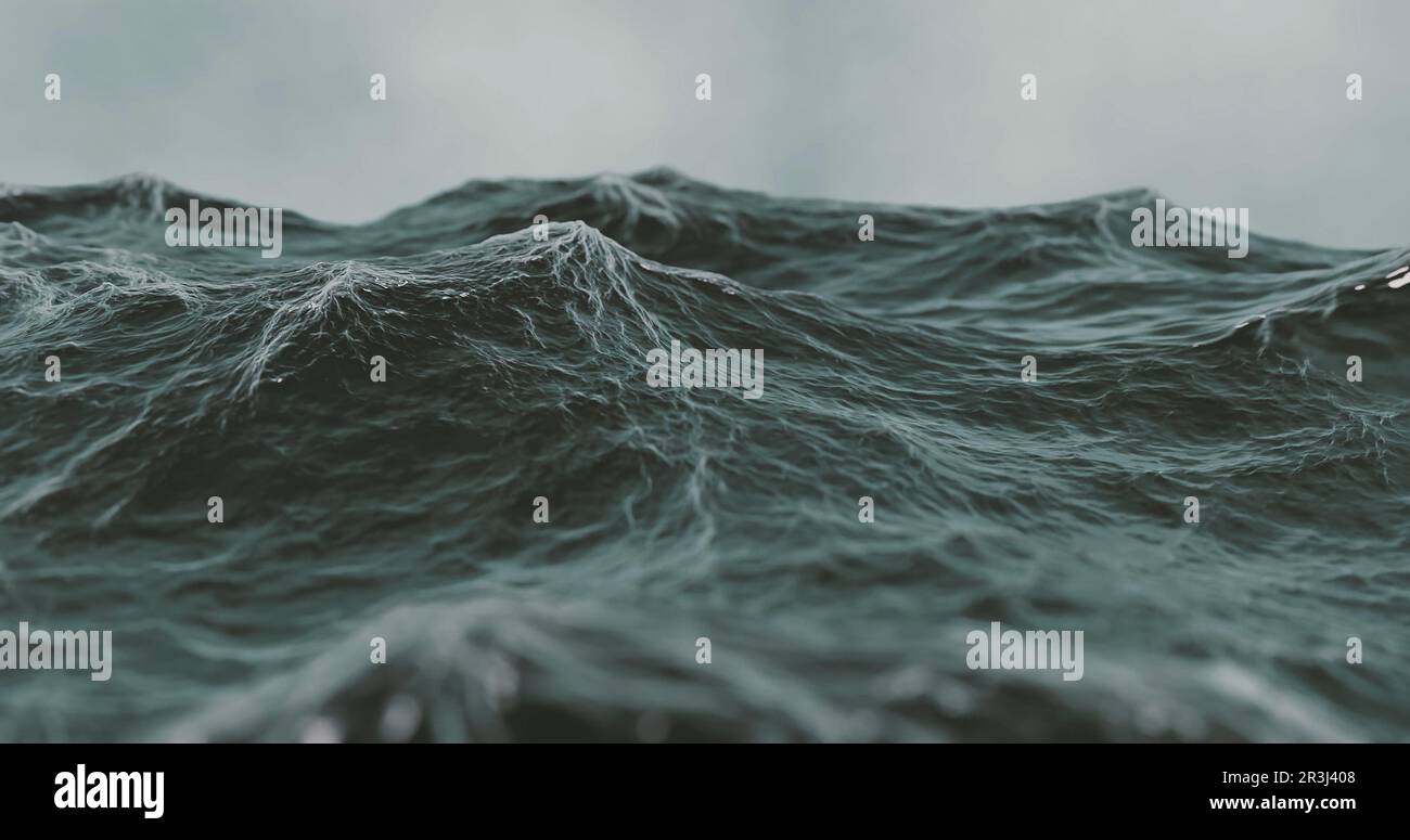 3d render of choppy rough sea with waves in storm water Stock Photo - Alamy