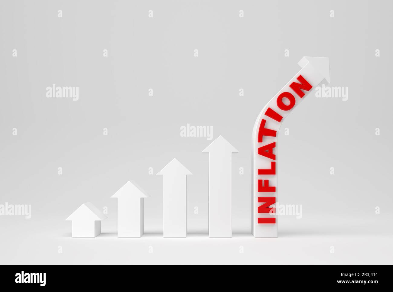 Shopping cart with increasing inflation - 3D illustration Stock Photo ...