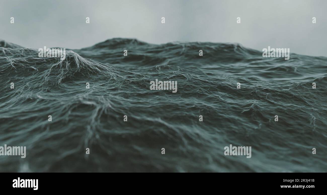 3d render of choppy rough sea with waves in storm water Stock Photo - Alamy