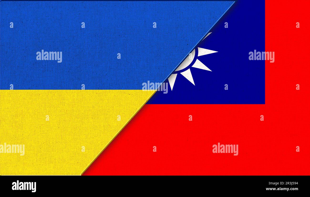 Flag of Ukraine and Taiwan - 3D illustration. Two Flags Together ...