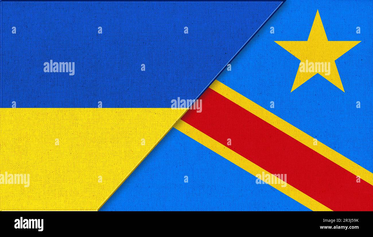 Flag of Ukraine and Congo - 3D illustration. Two Flags Together ...
