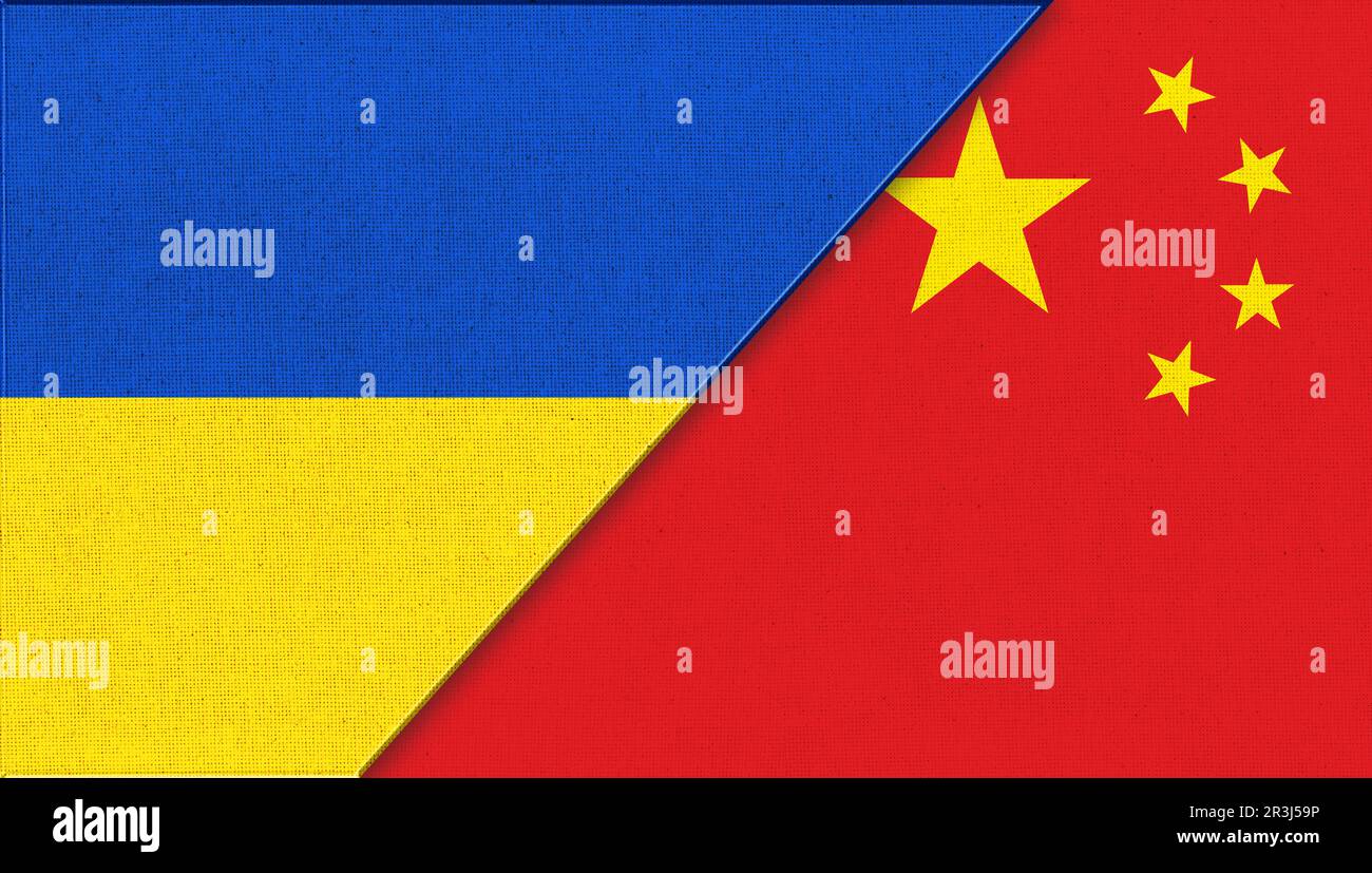 Flag of Ukraine and China - 3D illustration. Two Flags Together ...