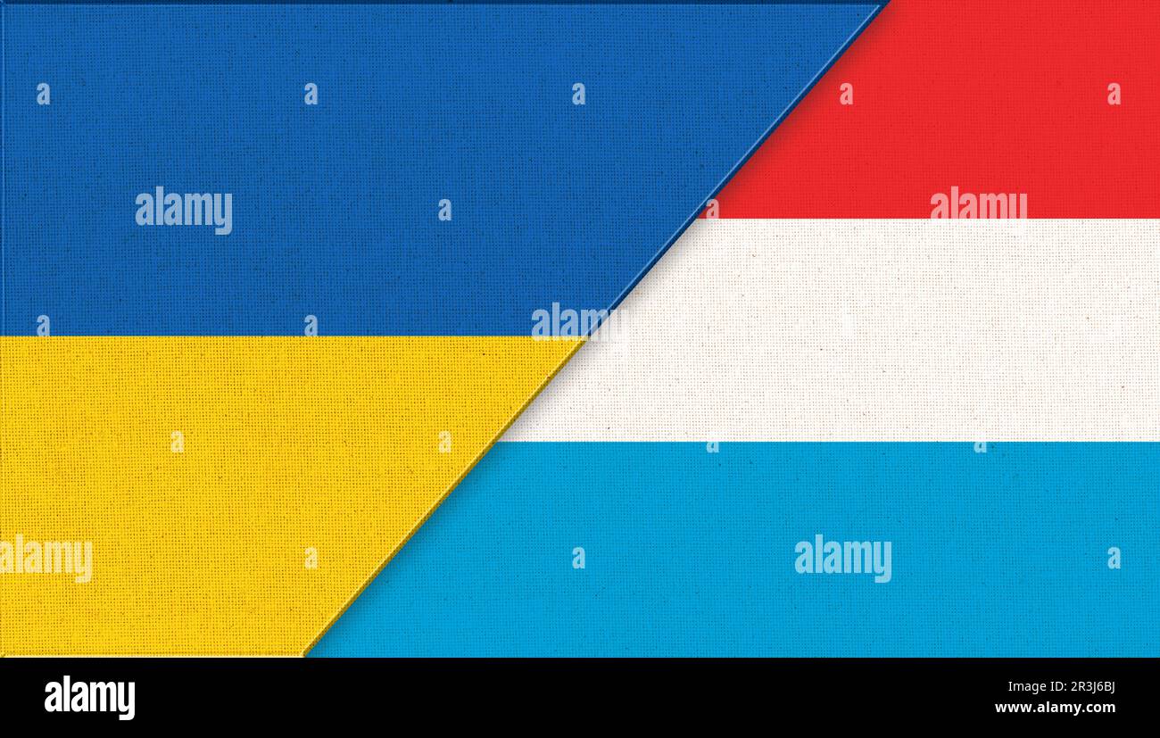 Flag of Ukraine and Luxembourg. Ukrainian and Luxembourg flags on ...