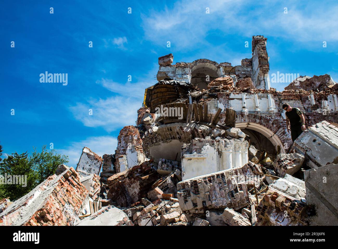 The rubble of the Svyato Heorhiy Ivs Orthodox monastery located in ...