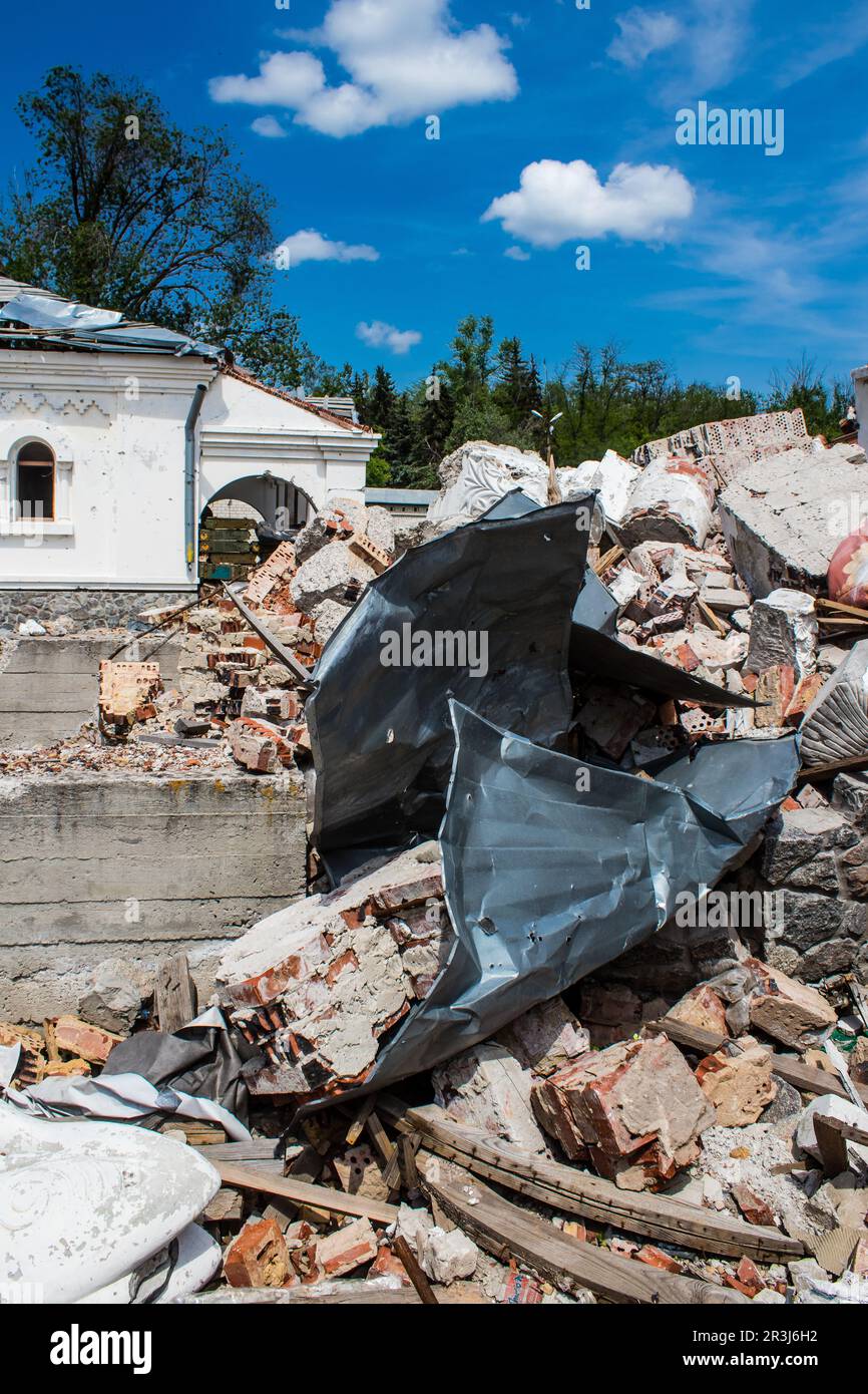 The rubble of the Svyato Heorhiy Ivs Orthodox monastery located in ...