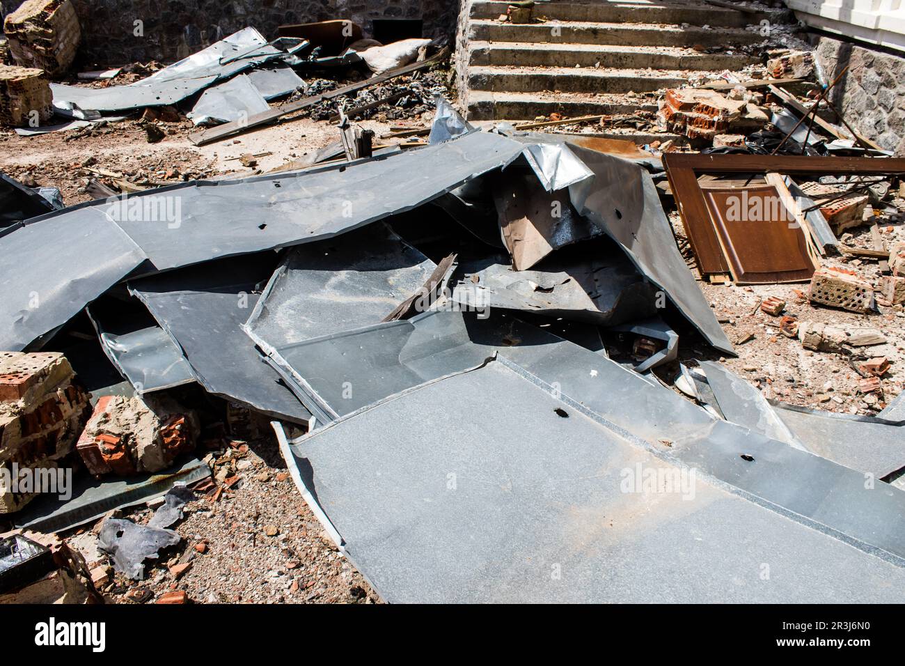 The rubble of the Svyato Heorhiy Ivs Orthodox monastery located in ...