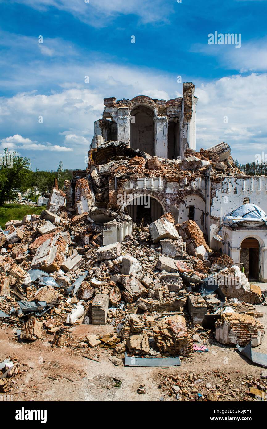 The rubble of the Svyato Heorhiy Ivs Orthodox monastery located in ...