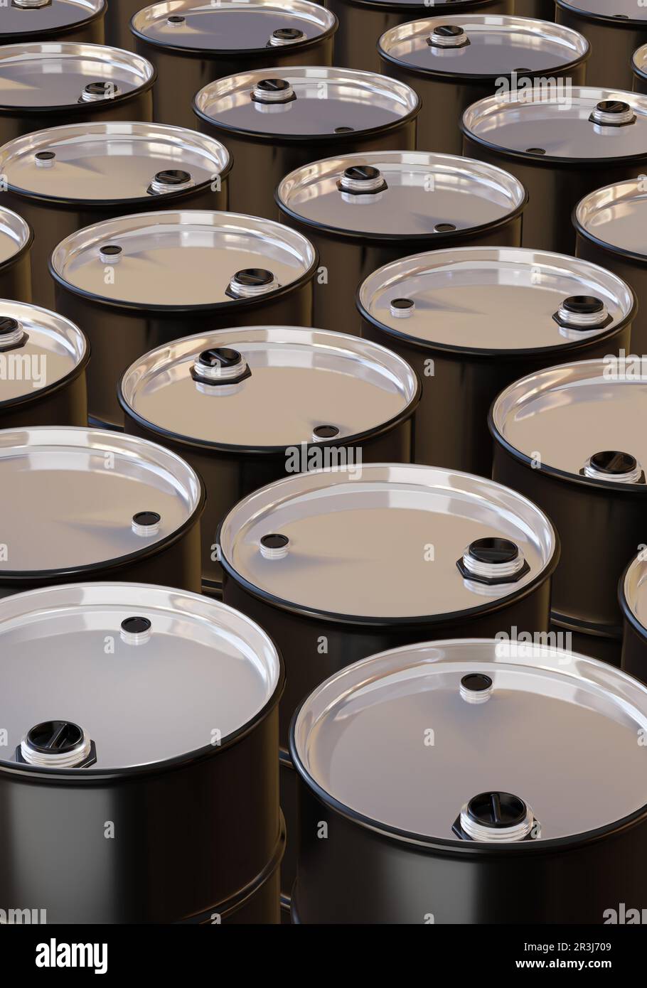 3d render of barrels for oil or chemical storage in warehouse Stock ...