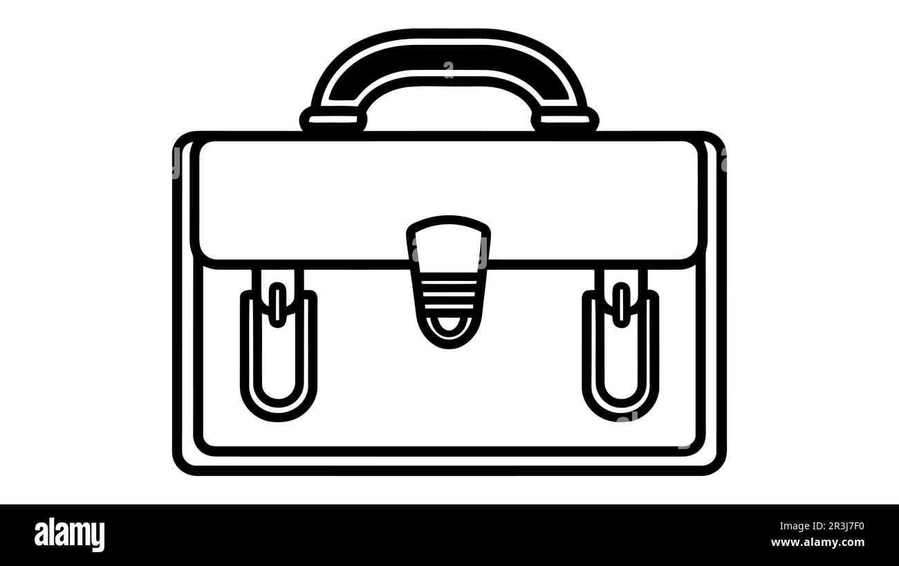 Briefcase black and white icon. Vector illustration on white background ...
