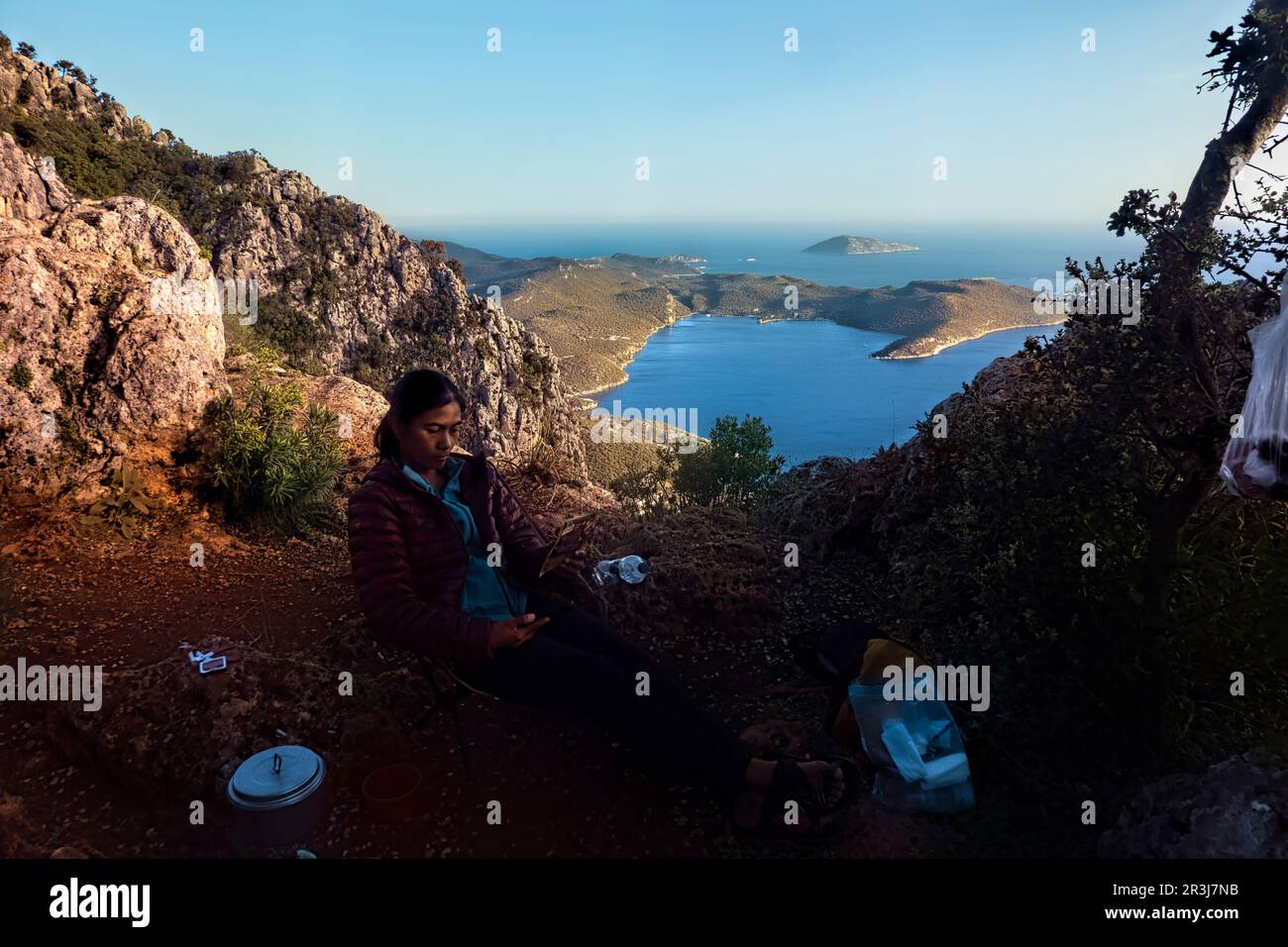 Camp on the cliffs above Kaş, Lycian Way, Kaş, Turkey Stock Photo - Alamy