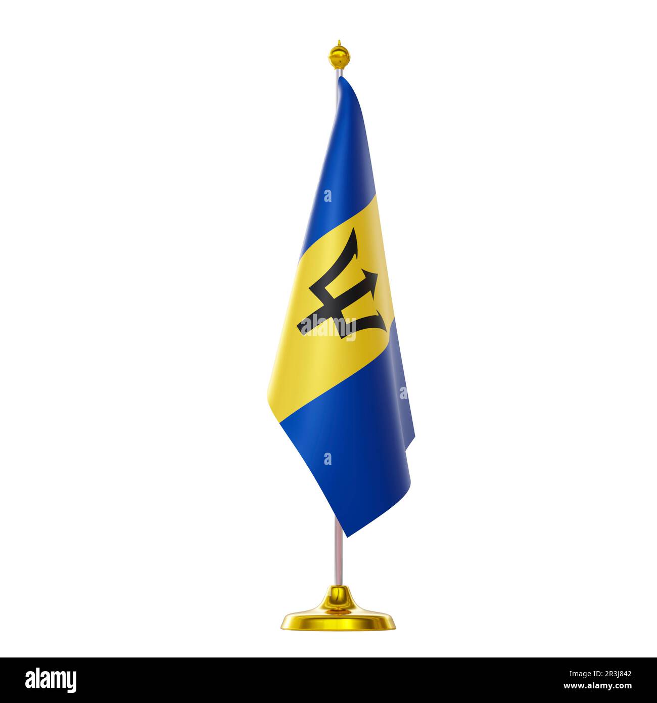 3d render of flag on pole for Barbados countries summit and political ...