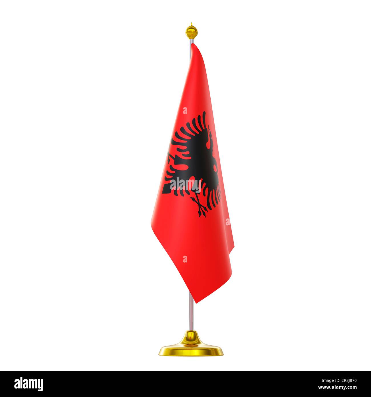 3d render of flag on pole for Albania countries summit and political ...