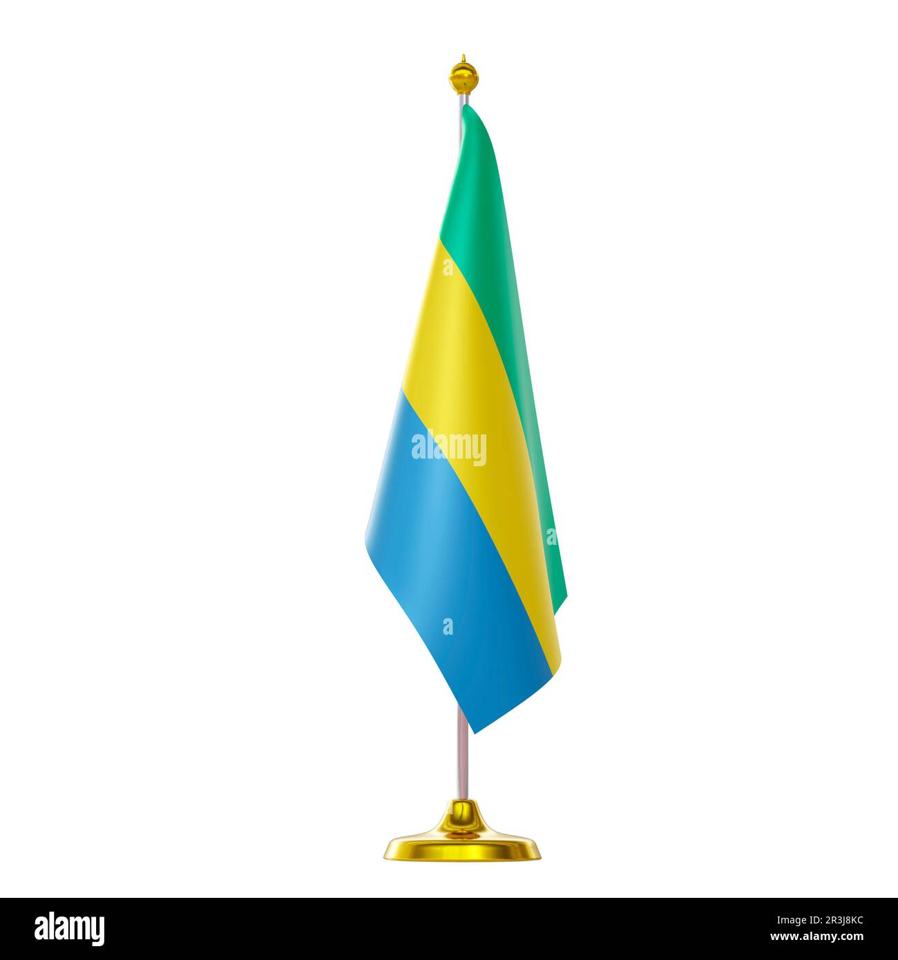 3d render of flag on pole for Gabon countries summit and political ...