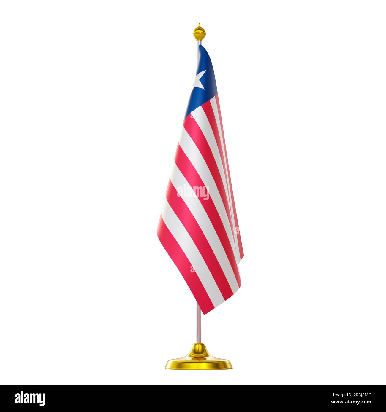 3d render of flag on pole for Liberia countries summit and political ...