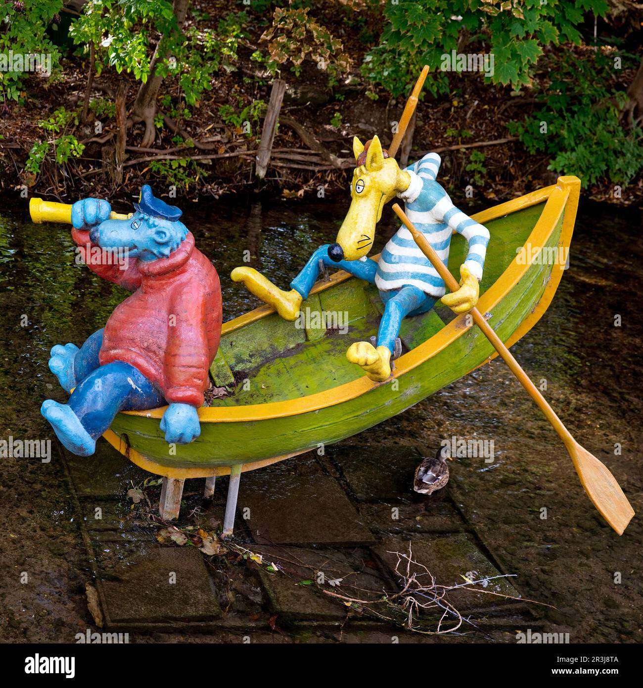 Figure of Captain Blaubaer and Hein Bloed on the Gera river, Erfurt ...