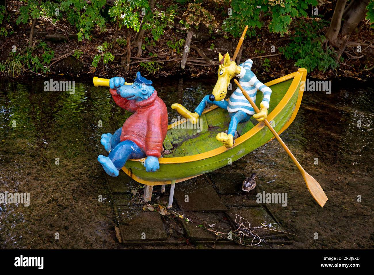Figure of Captain Blaubaer and Hein Bloed on the Gera river, Erfurt ...