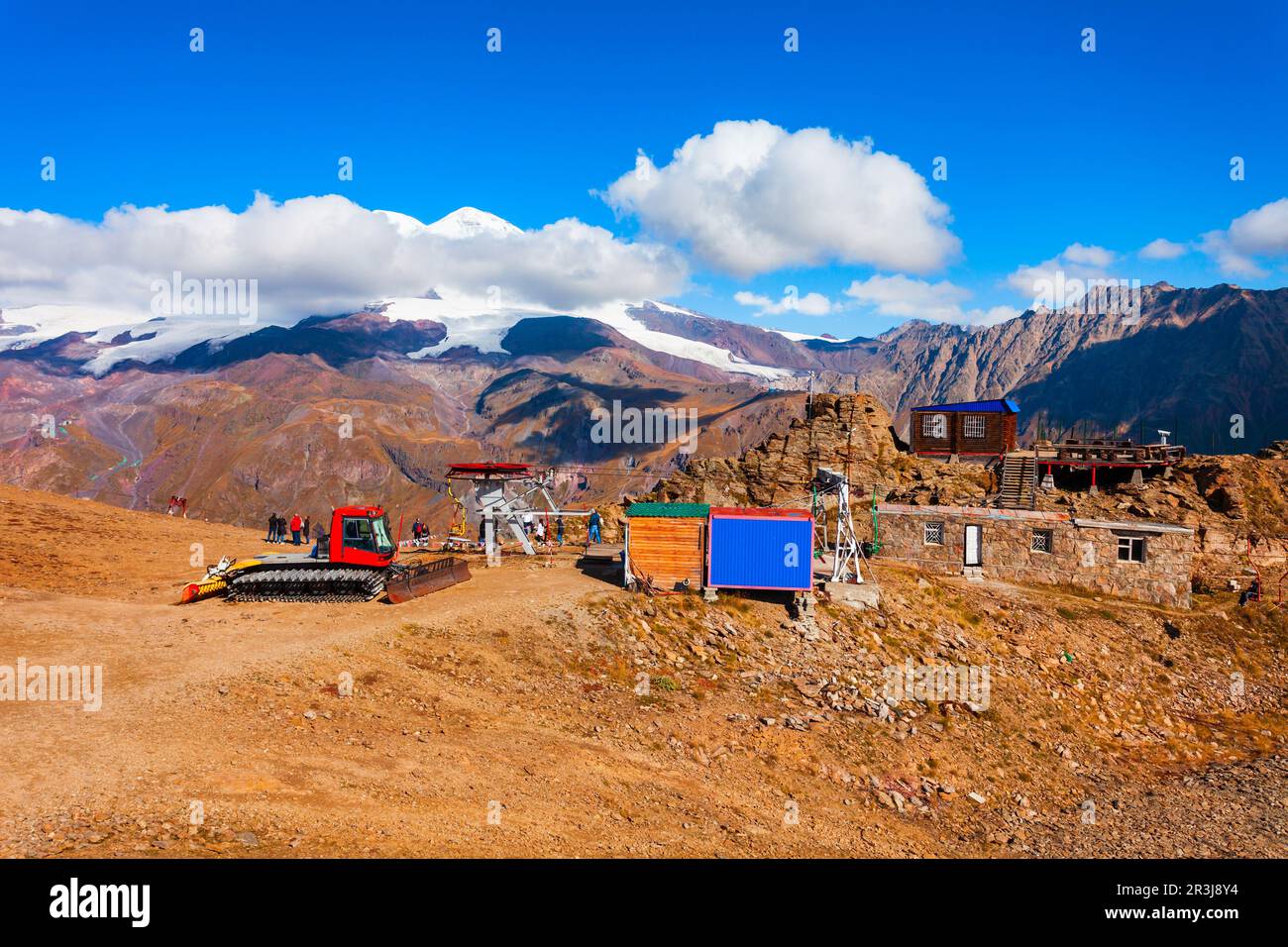 Cable car station on the Cheget mountain, which located opposite Mount ...