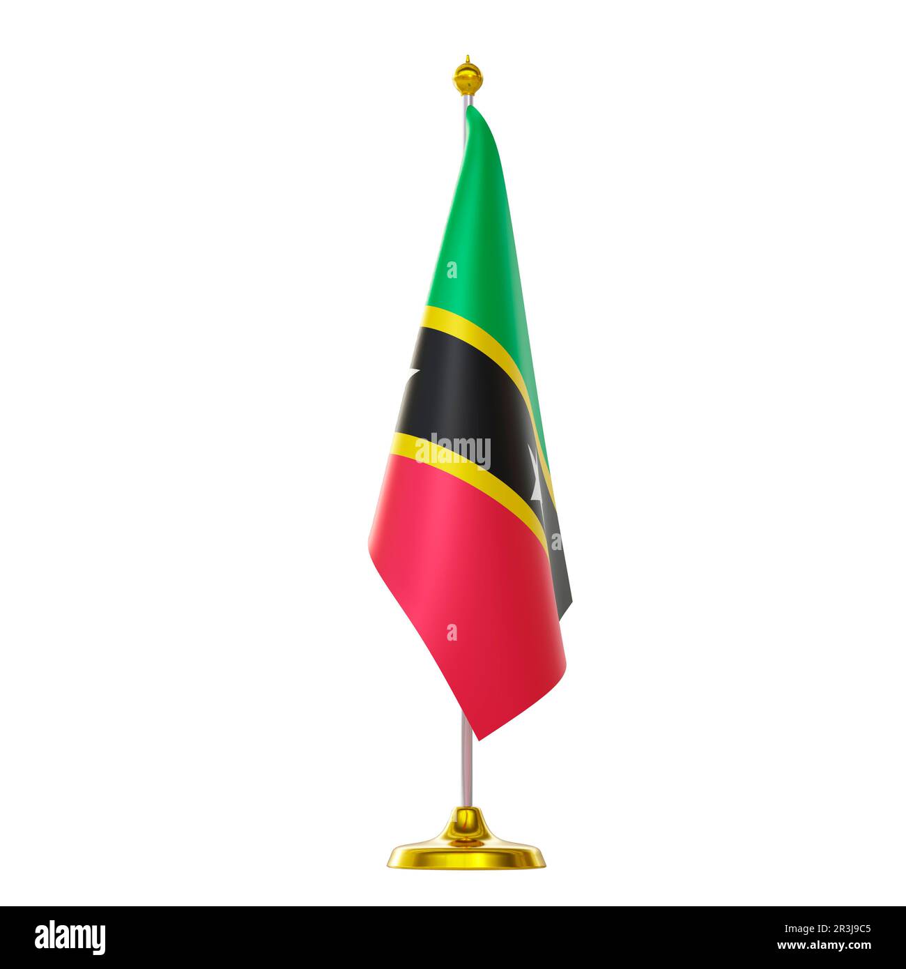 3d render of flag on pole for Saint Kitts and Nevis countries summit ...