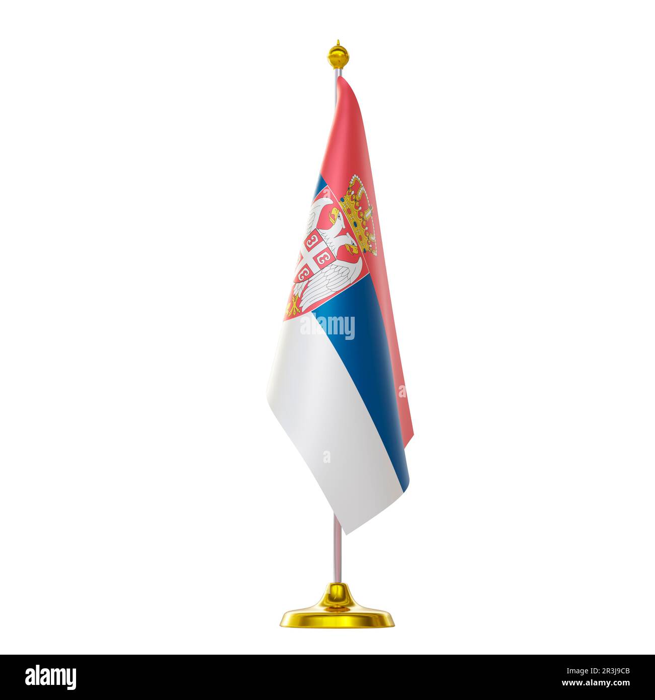 3d render of flag on pole for Serbia countries summit and political ...