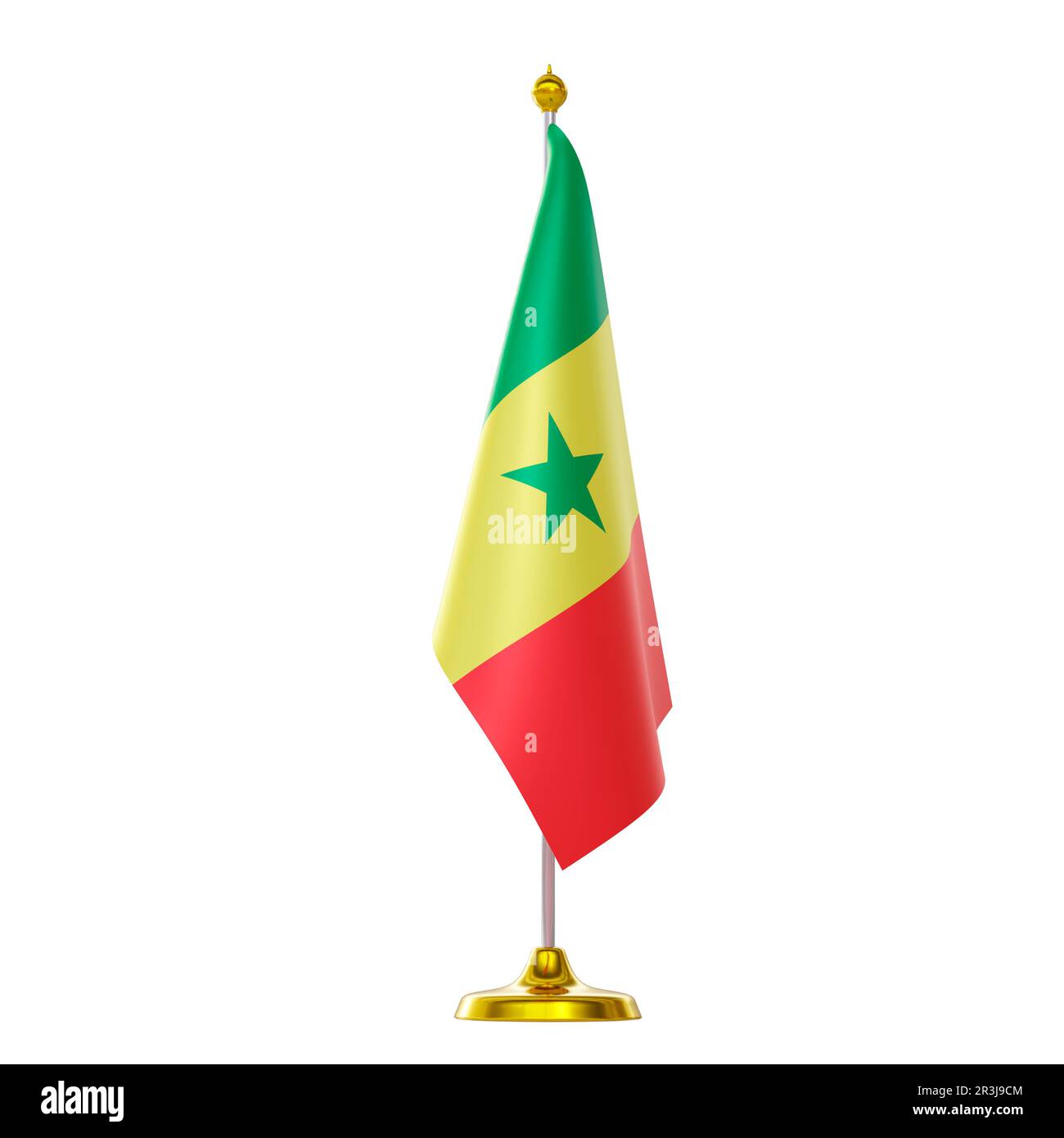 3d render of flag on pole for Senegal countries summit and political ...