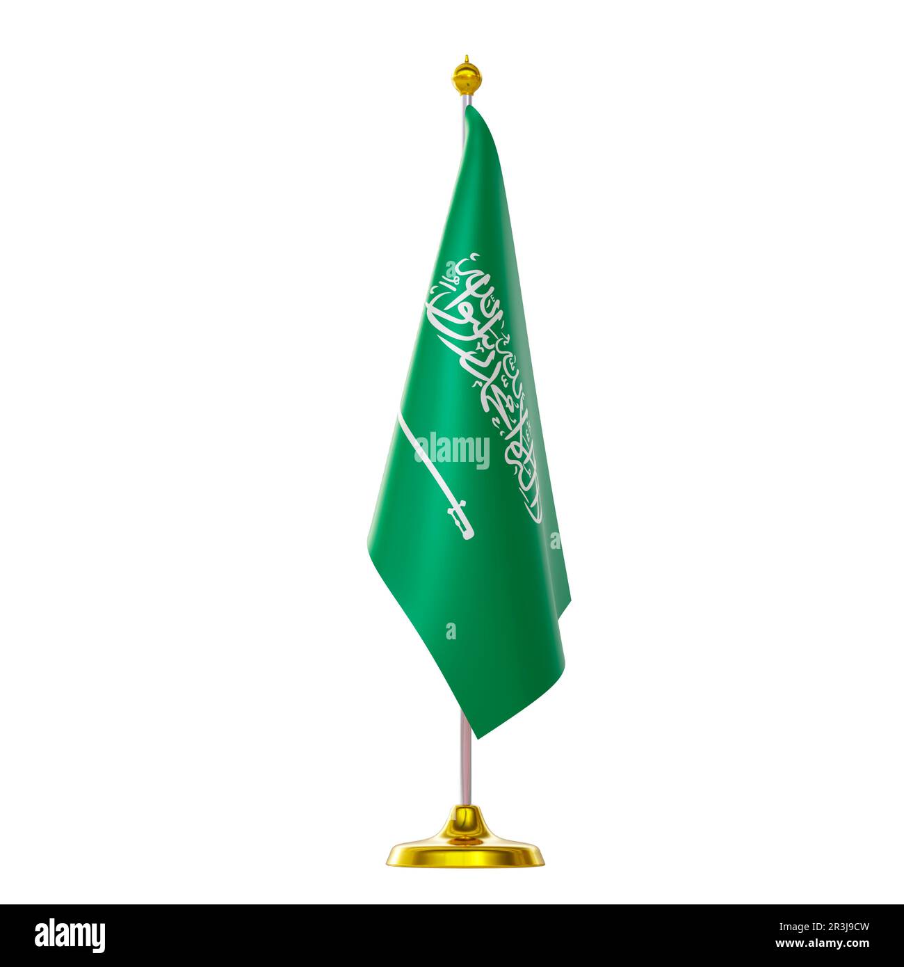 3d render of flag on pole for Saudi Arabia countries summit and ...