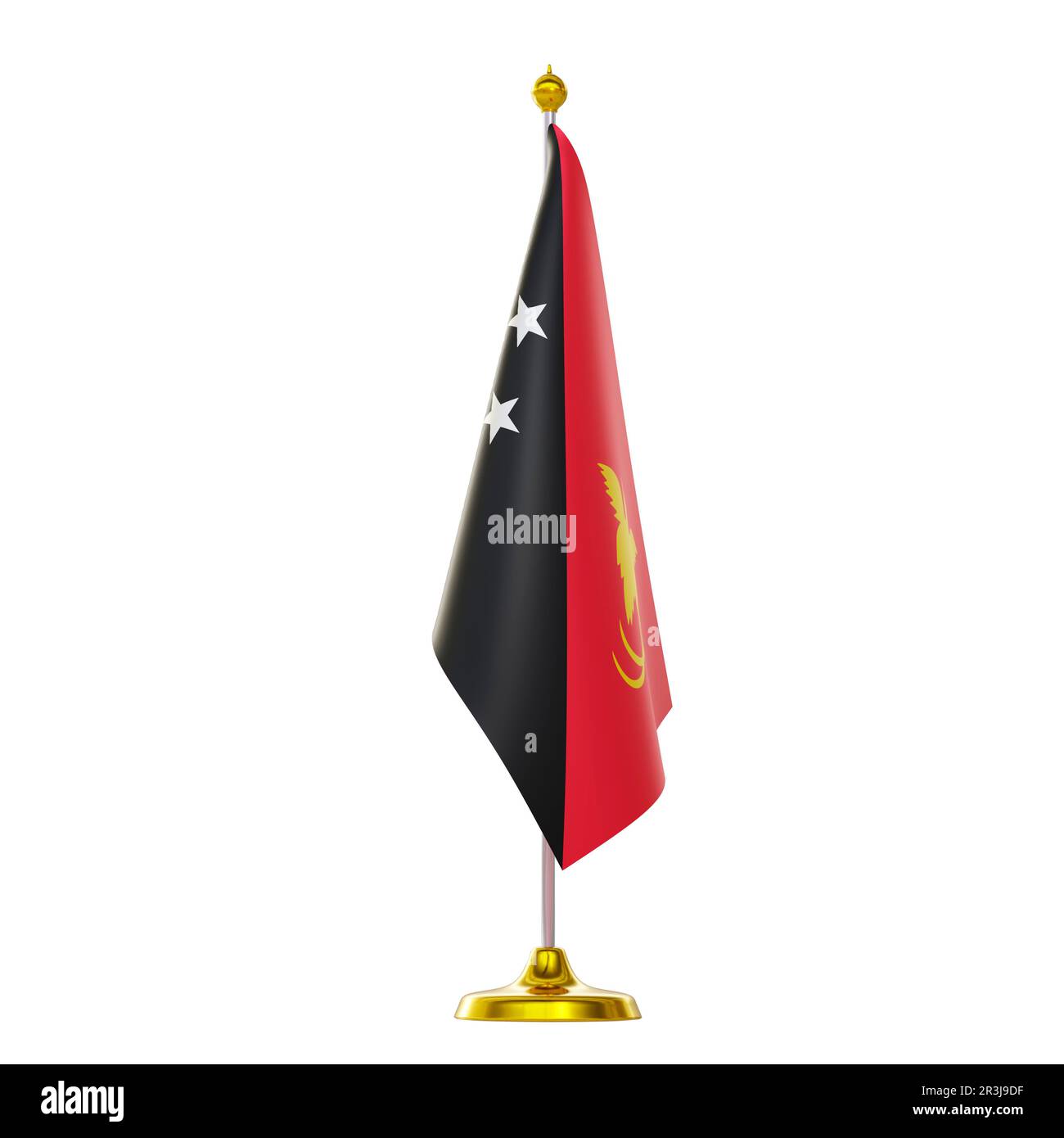 3d render of flag on pole for Papua New Guinea countries summit and ...