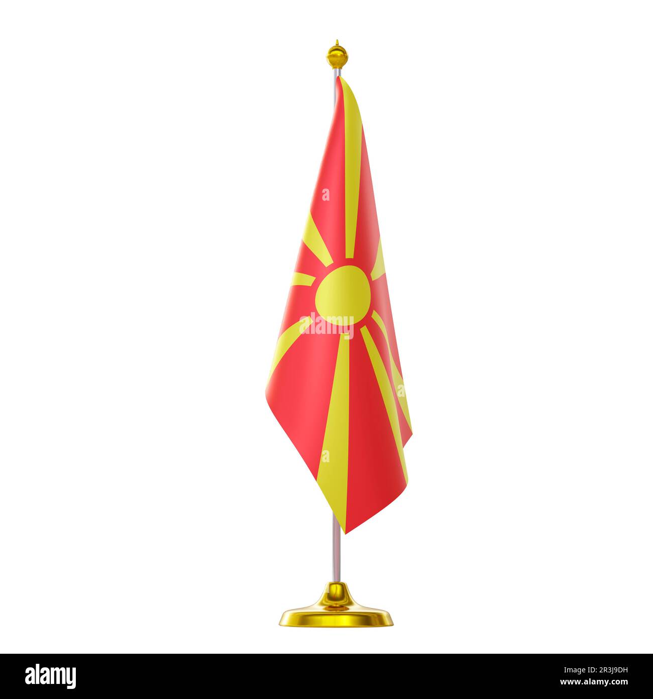 3d render of flag on pole for North Macedonia countries summit and ...