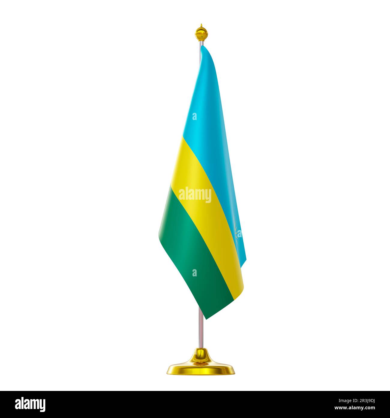 3d render of flag on pole for Rwanda countries summit and political ...